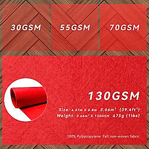 EZLucky Red Carpet Runner for Party, 2.6X15 ft, 130 GSM Felt Non-Woven Fabric, Hollywood Red Carpet for Event, Aisle Runner for Wedding Ceremony, Movie Theme Party Decorations, Red Runway Rug for Prom