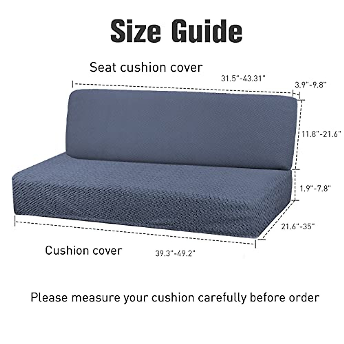 RV Dinette Cushion Covers, Stretch Printed Couch Covers with Jacquard Fabric - Camper Slipcovers Set Includes 1 Sofa Seat Cushion Cover ＆ 1 Cushion Cover, Washable ＆ Easy Fitted (Dark blue, 2 Sets)