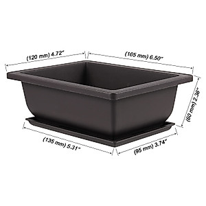 MOUYAT 20 Pack 6.5 Inch Bonsai Training Pots, Rectangular Plastic Bonsai Tree Pot with 20 PCS Trays, Bonsai Planter Succulent Flower Containers for Garden, Indoor and Ooutdoor