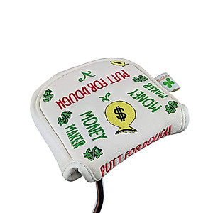 Foretra – Putt for Dough - Money Maker White Golf Putter Headcover Quality PU Leather Magnetic Closure for Square Mallet Style Putters Scotty Cameron Odyssey Taylormade Ping