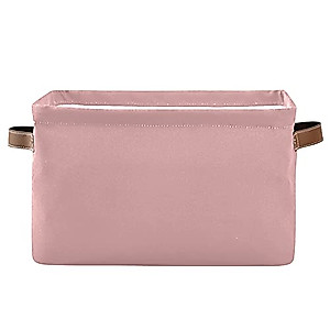 WELLDAY 1PCS Storage Basket Pink Solid Color Large Foldable Storage Bin Cube Collapsible Organizer