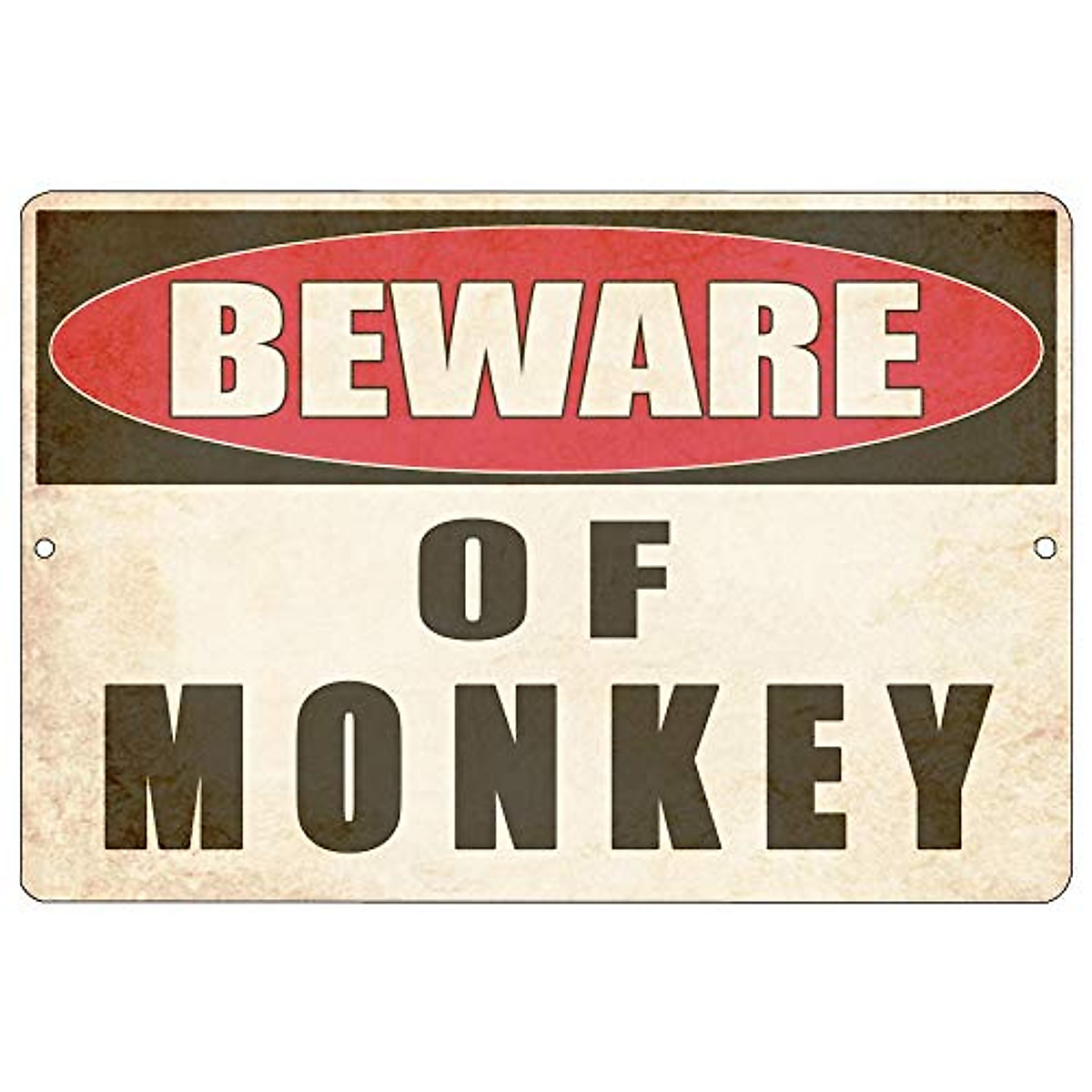 Rogue River Tactical Funny Sarcastic Metal Tin Sign Wall Decor Man Cave Bar Yard Wall Warning Beware of Monkey