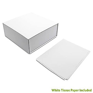 White Gift Box - 1 Pack Small Collapsible Magnetic Lid Luxury Cardboard Box for presents, gifts, Ornaments, Holiday, Weddings, Events, Small Businesses, Organization, Supplies, Crafting - 9.4x9.4x3.7