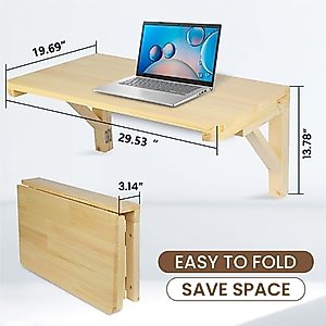 Folding Table Wall Mounted Space Saving，Foldable Wall-Mounted Table，Multifunctional Foldable Wall Table，Save Space for Laundry, Study, Dining Room，Multiple Sizes (29.5“×19.7”（75cm×50cm）)