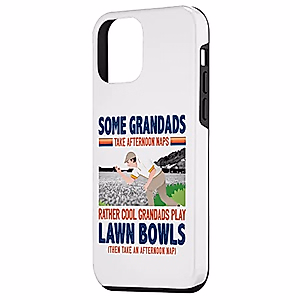 iPhone 12 mini Lawn Bowls Idea For Grandad & Funny Mens Lawn Green Bowls Case