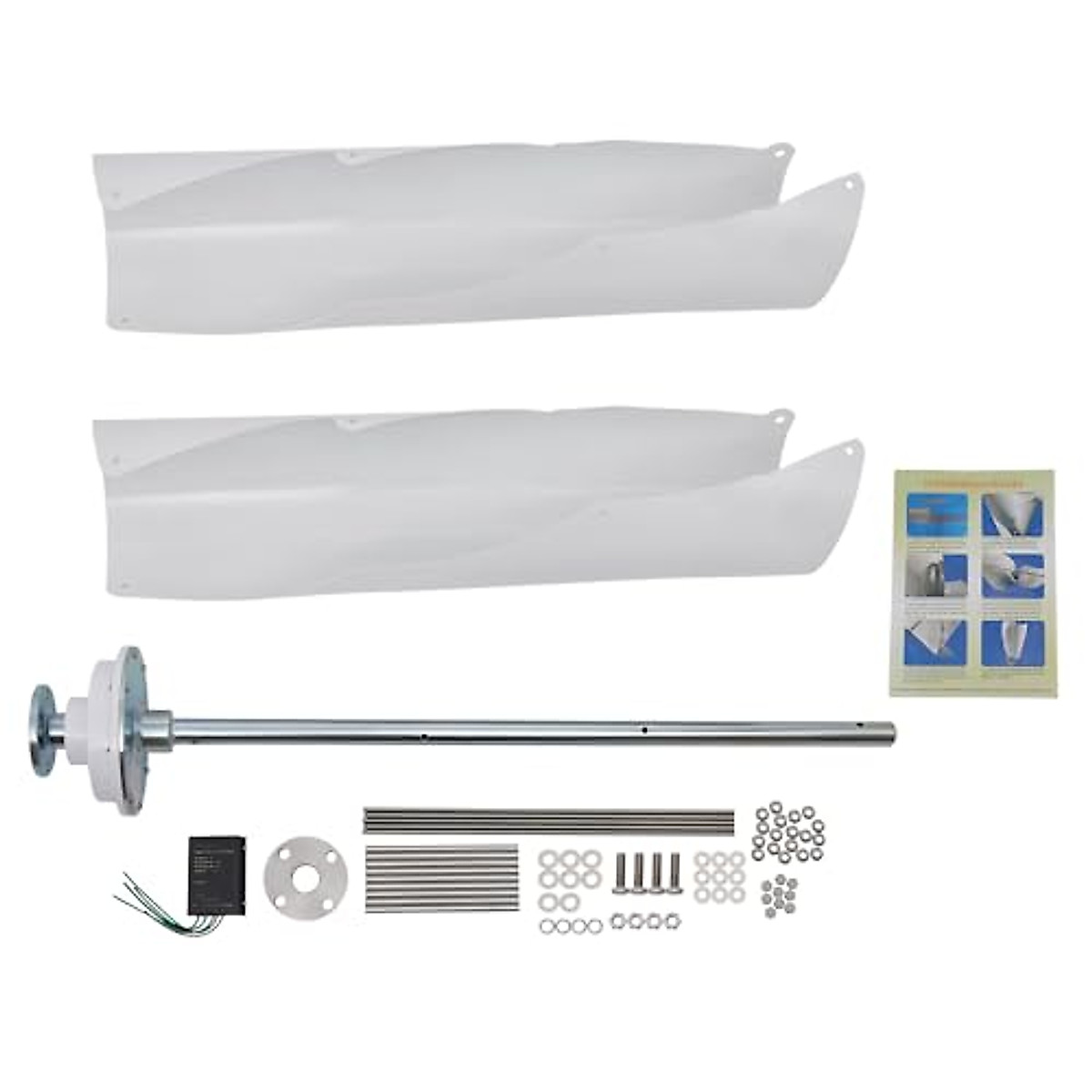 Wind Turbine Wind Generator Kit, 2 Ring Blades Wind Turbine with Controller 400W 12V DC, Vertical Axis Wind Generator Kit Wind Generator Windmill for Home Garden Boat Street Lighting (White)