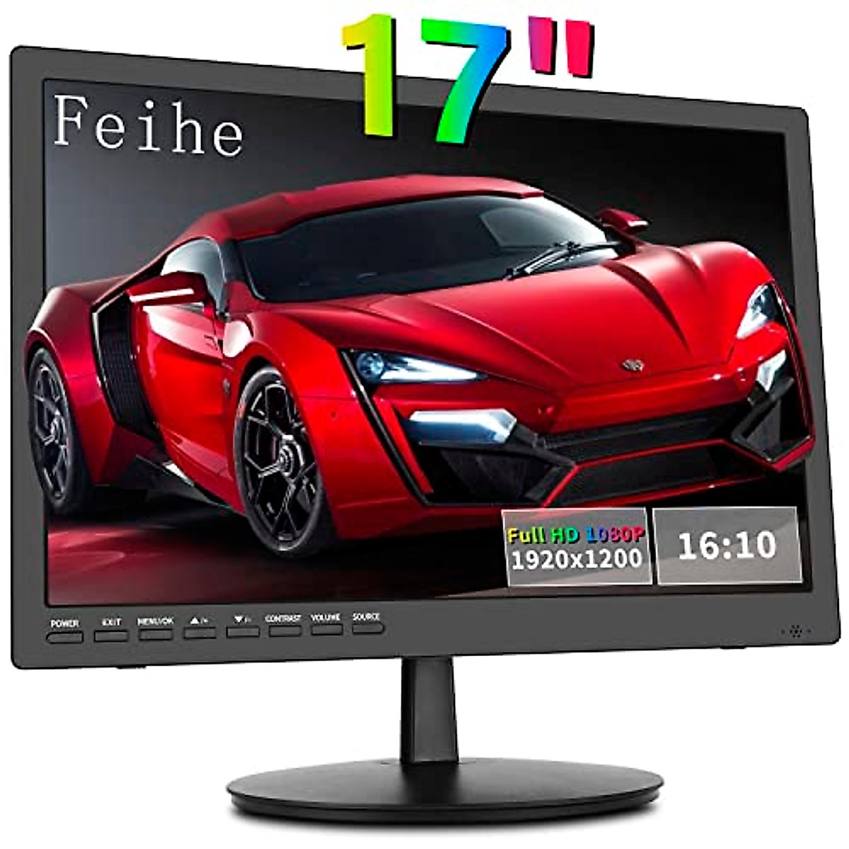 Feihe 17 Inch Computer Monitor, FHD 1920x1200 LED Monitor with HDMI VGA Build-in Speakers, 60Hz Refresh Rate, VESA Mounting