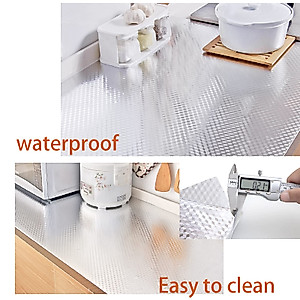 Snkxu Kitchen Wallpaper Oil Proof Sticker Backsplash Aluminum foil Oil self-Adhesive Paper Silver Cabinet Liner Waterproof and Heat Resistant Peel and Stick backsplash, 15.7X118.1 Inches