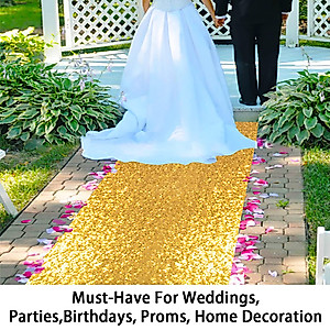 ShinyBeauty Gold Aisle Runner-4FTx15FT-Sequin Aisle Runners Carpet Aisle Runner Outdoor Bridal Aisle Runner Glitter Aisle Runner for Wedding Ceremony (4FTx15FT, Gold)
