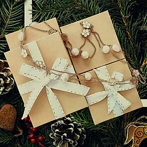 6 Pack Cotton Filled Brown Color Paper Cardboard Jewelry Necklace Bracelets Watch Gift and Retail Boxes Size 7 1/8" x 5 1/8" x 1 1/8" Inch - by R J Displays (Brown Kraft)