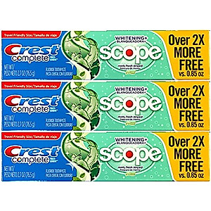 Crest Complete Multi-Benefit Whitening + Scope Minty Fresh Flavor Toothpaste 2.7 Oz, Pack of 3