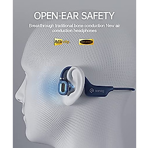 Sanag Open-Ear Wireless Earphones Air Conduction Headphones Bluetooth 5.0 with Mic,Titanium Lightweight,Waterproof,Music Answer Phone Call for Running Hiking Driving Cycling