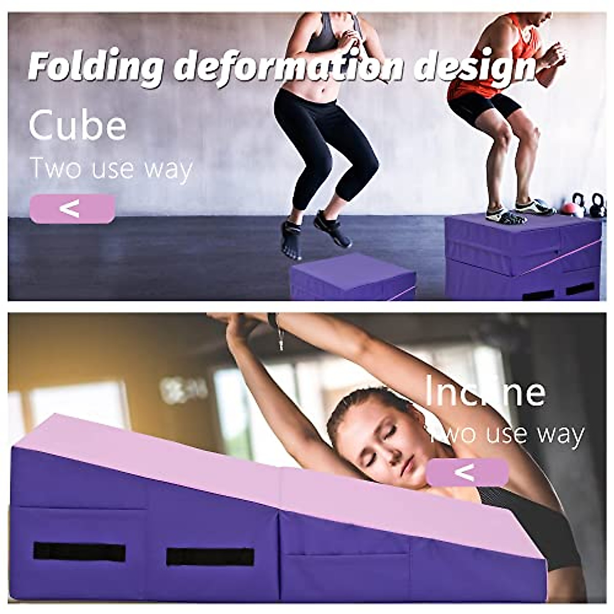 BestMassage Gymnastics Mat Incline Mat Tumbling Mat Folding Gymnastic Tumbling Mat Indoor/Outdoor Exercise Mat Home Gym Yoga Mat with Handle