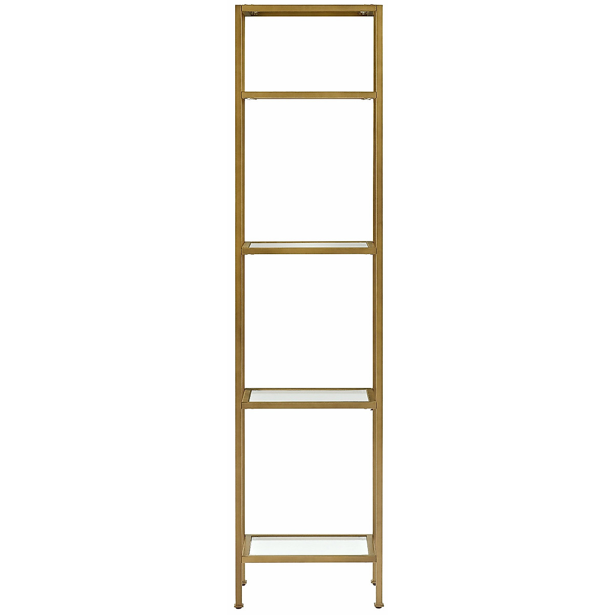 Crosley Furniture Aimee Narrow Bookshelf with Glass Shelves, Bookcase Storage, Gold and Glass