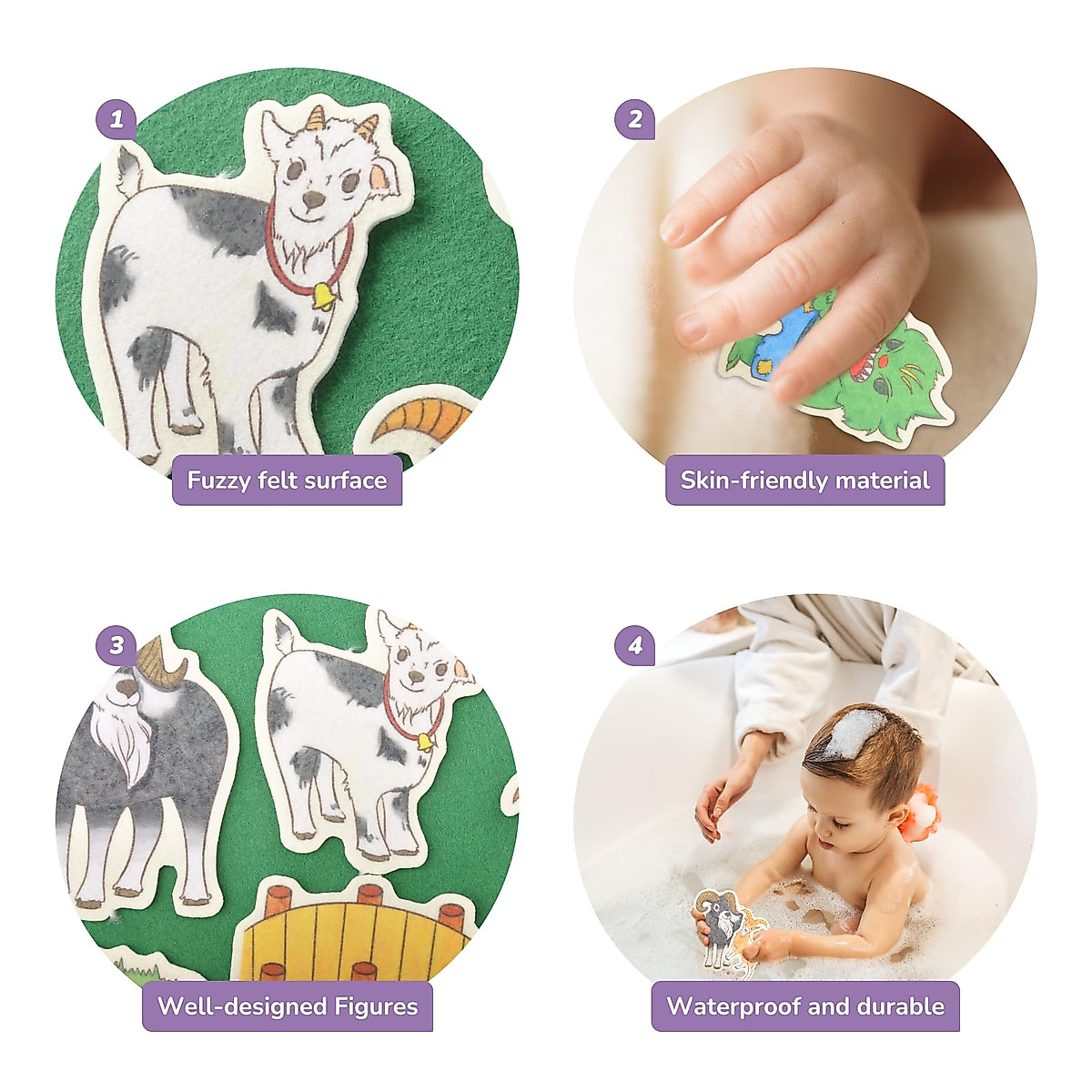 CHEFAN Felt/Flannel Board Story Set of 4, PRECUT Felt Pieces for Preschool Toddlers, Stone Soup, The Three Billy Goats Gruff, Jack and Beanstalk, The Boy Who Cried Wolf