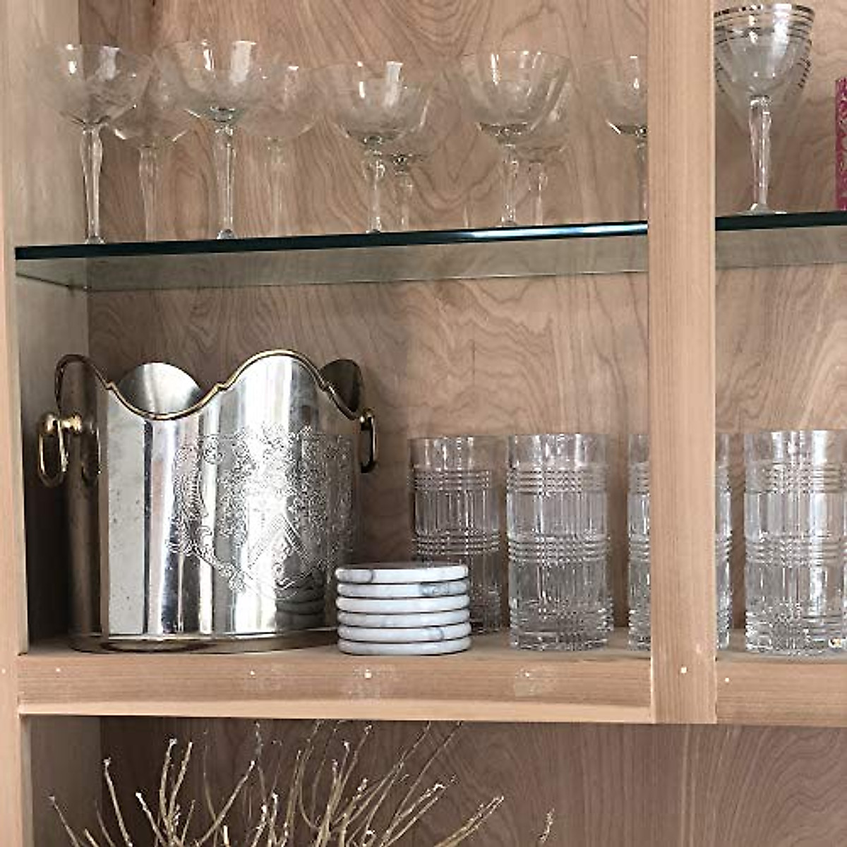 Fox Run 48749 Natural White Polished Marble Stone Coasters, Set of 6