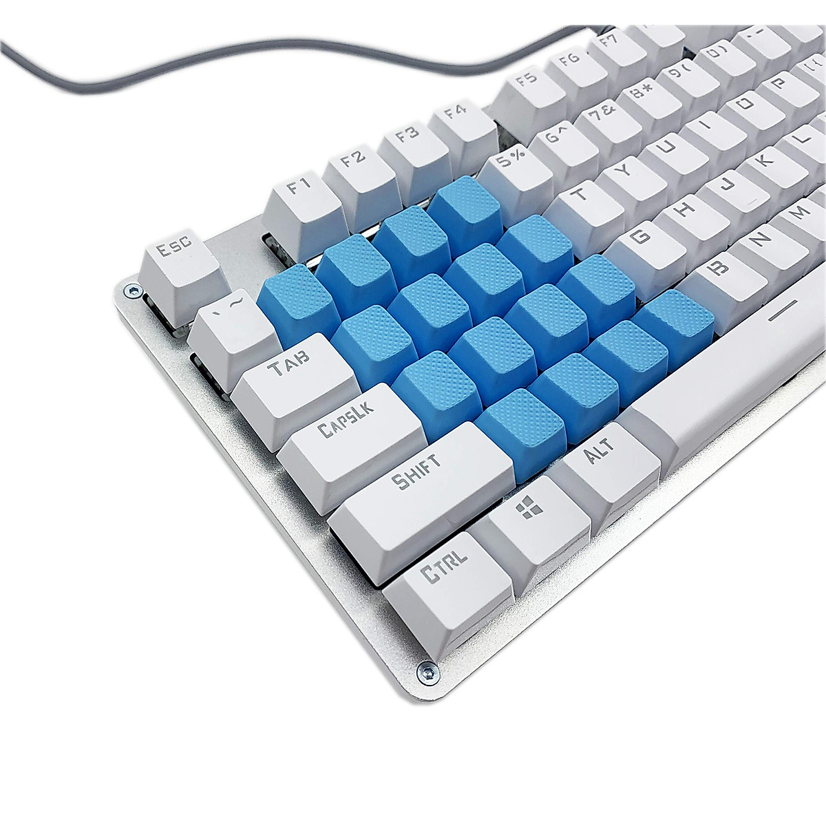 Big Chic Blank TPR Rubber Gaming Keycaps 4 Keys Set 1u for Cherry MX Mechanical Keyboards Compatible OEM (R3, Neon Blue)