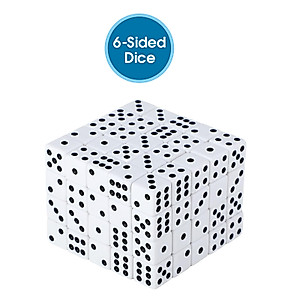 100 PC White Dice (16MM), Board Games, Parties, Educational Activities