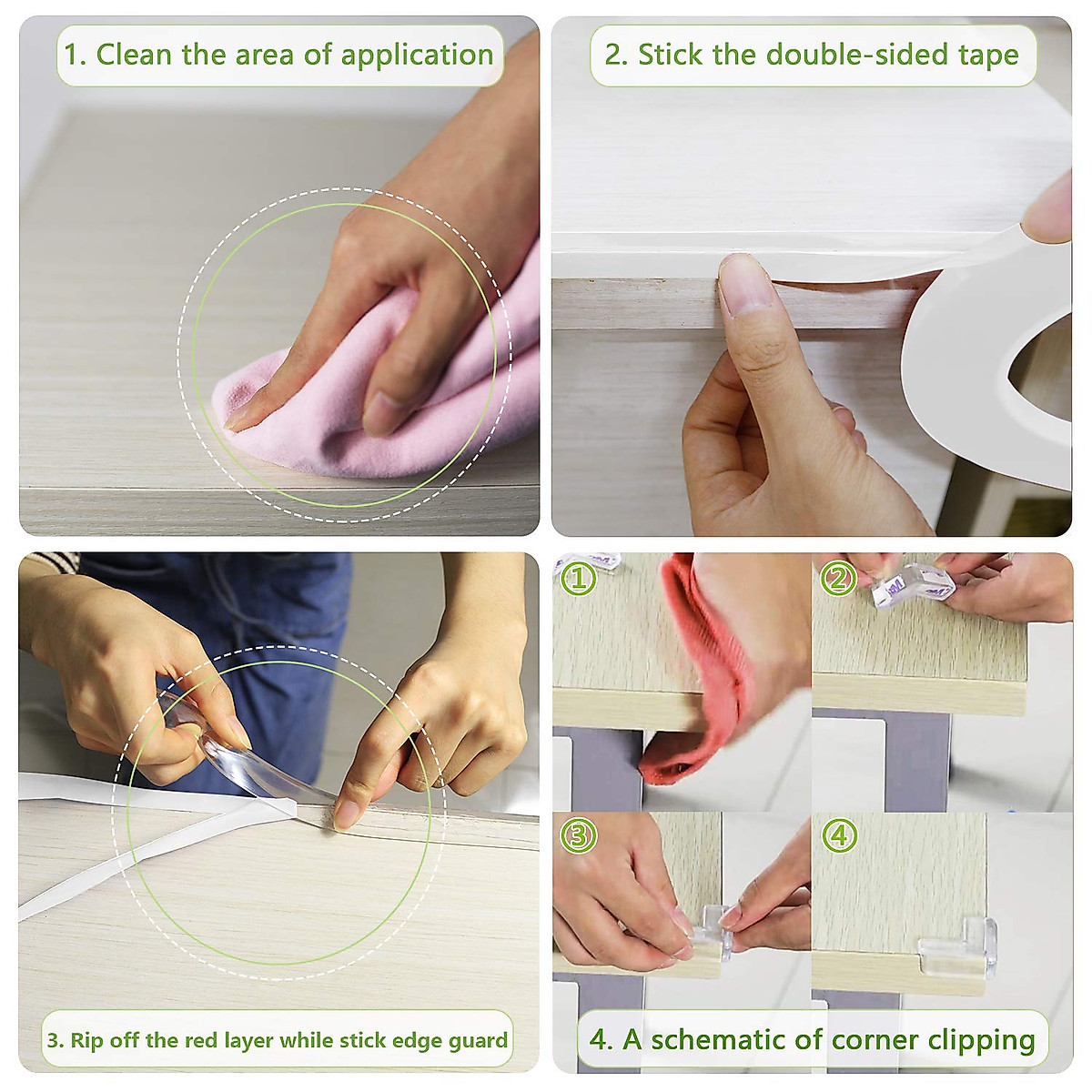 Corner Guards Child Safety, Furniture Clear Toddler Edge Protectors Soft Silicone Bumper Strip Baby Proofing 20ft(6m) with Double-Sided Tape for Cabinets,Tables,Household Appliances,etc