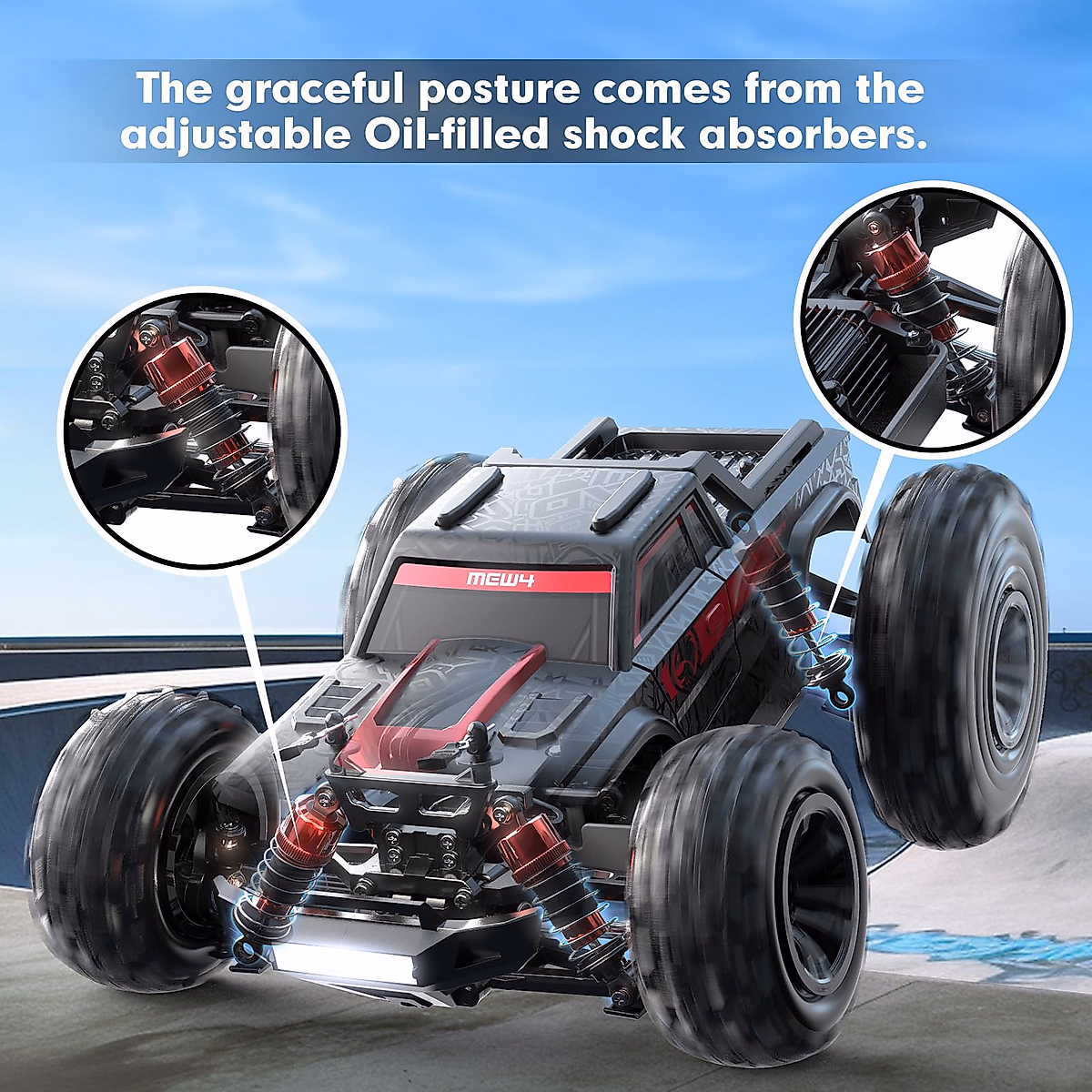 MEW4 1/16 Brushless RC Car, 4X4 Offroad Truck, Portable High Speed RC Car - 42 Km/h for Adults, Electric All-Terrain Stadium Truck