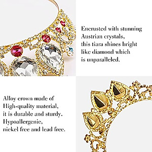 Tiaras for Girls, Didder Princess Crowns and Tiaras for Little Girls Tiara, Crystal Crown for Girls Gold Birthday Crown Red Gem Princess Crown for Kids for Flower Girls and Prom, Christmas Gifts
