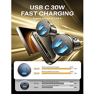LISEN USB C Car Charger Fast Charging 60W 2-Pack Type C Car Phone Charger Mini&Metal USB C Cigarette Lighter Adapter for Ipad Pro iPhone 15 Pro Max Plus Apple Ipad Pro Samsung Galaxy S24 Google Pixel