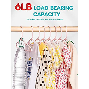 Smartor Pink Plastic Baby Hangers 60 Pack, Durable Kids Hangers with Dividers, Space Saving Baby Clothes Hangers for Closet, Cute Baby Hangers for Nursery, Clothing Hangers for Infant, Baby, Kids