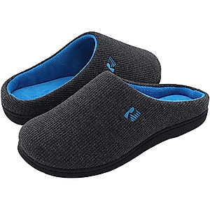 RockDove Men's Original Two-Tone Memory Foam Slipper, Size 7-8 US Men, Dark Grey/Blue