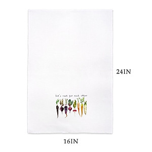 QODUNG Let's for Each Other Positive Quote Soft Absorbent Kitchen Towels Dishcloths 16x24 Inch,Gardening Vegetable Carrot Decorative Absorbent Drying Cloth Hand Towels Tea Towels for Bathroom Kitchen