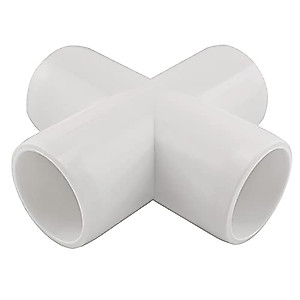 MARRTEUM 1/2 Inch 4 Way PVC Cross Elbow Fitting Furniture Build Grade SCH40 Pipe Joint for Greenhouse Shed/Garden Support Structure/Storage Frame [Pack of 6]