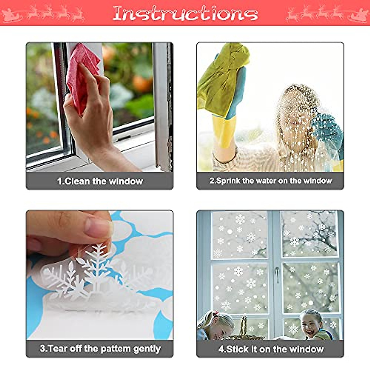 BLOCE 288Pcs Window Clings Christmas Decorations, White Snowflake dots Christmas Decorations for Windows with 8 Sheets, Christmas Window Decals for New Year Party Ornaments Home Supplies
