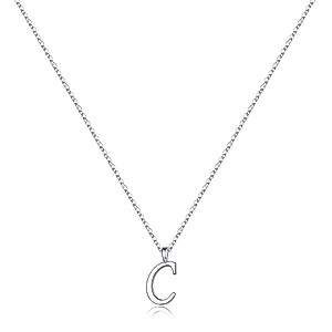 Yoosteel Sterling Silver Initial Necklaces for Women, 925 Sterling Silver Initial C Letter Necklace for Women Dainty Tiny Silver Initial Necklaces for Women Gifts