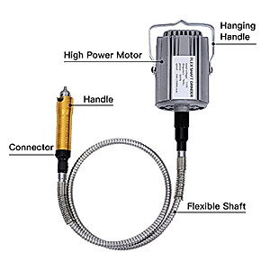 800W Flex Shaft Rotary Tool Electric Hanging Grinder Carver,Electric Multi-function Metalworking Tools Repair Kit,Foot Pedal Control,Metal Flexible Shaft,Suitable for Carving, Buffing, 23000 RPM