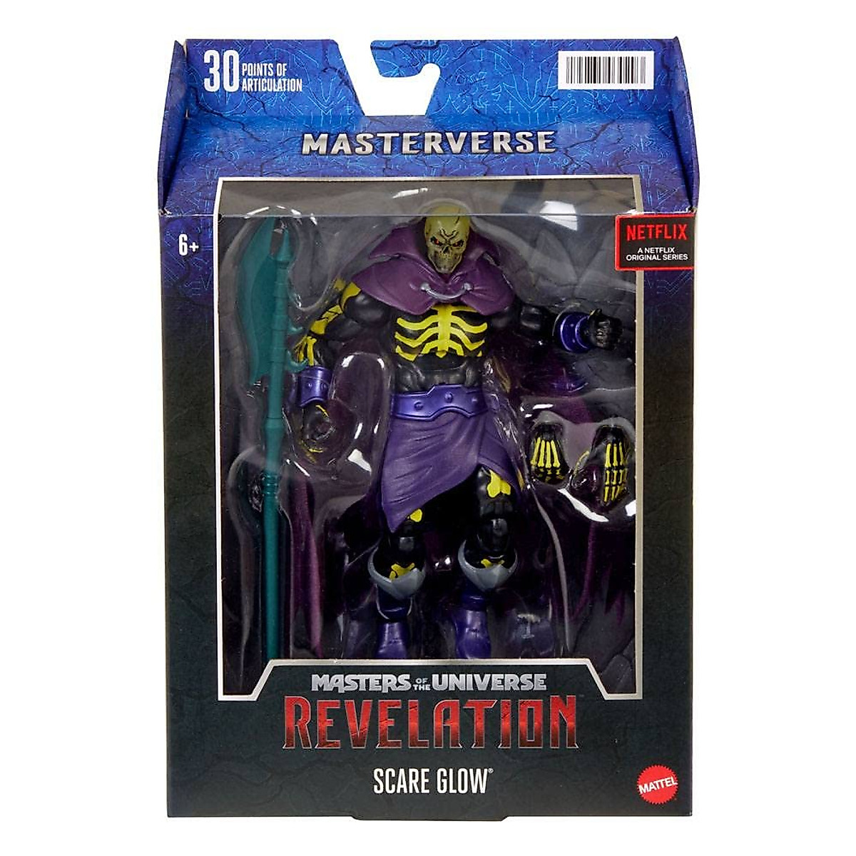 Masters of the Universe Masterverse Scare Glow Action Figure with Glow-in-The-Dark Head & Accessories, 7-inch Motu Collectible Gift for Fans 6 Years Old & Up