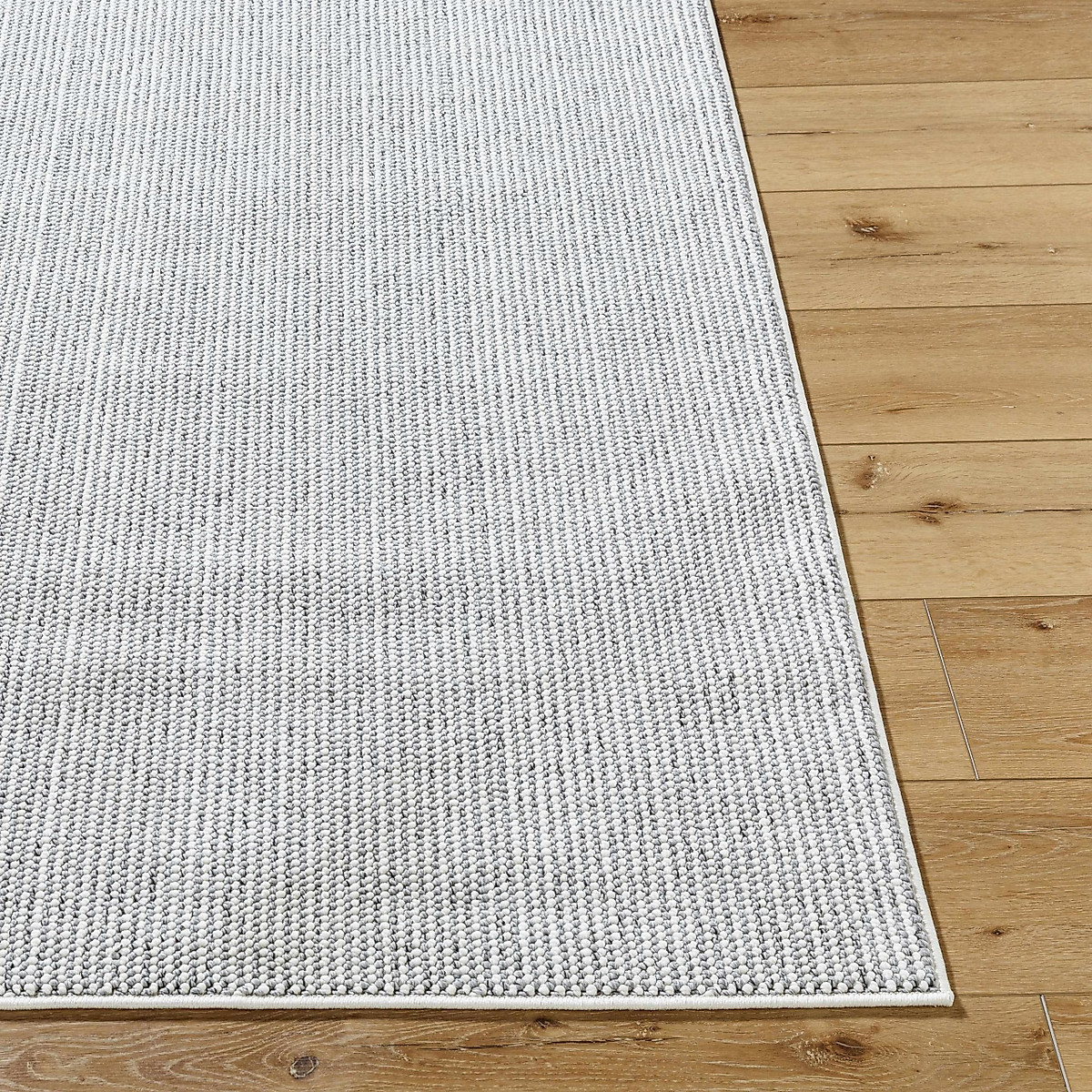 Hauteloom Mayes Living Room, Bedroom Area Rug - Farmhouse Solid Bubble Weave Carpet - Gray, White - 6'7" x 9'