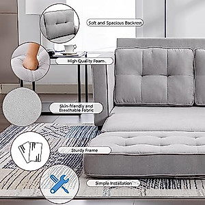 Sofa Bed,Pull Out Couch Bed Sleeper Sofa,54" Modern Convertible Velvet Loveseat with Side Pockets for Living Room, Apartment,Office(Grey)