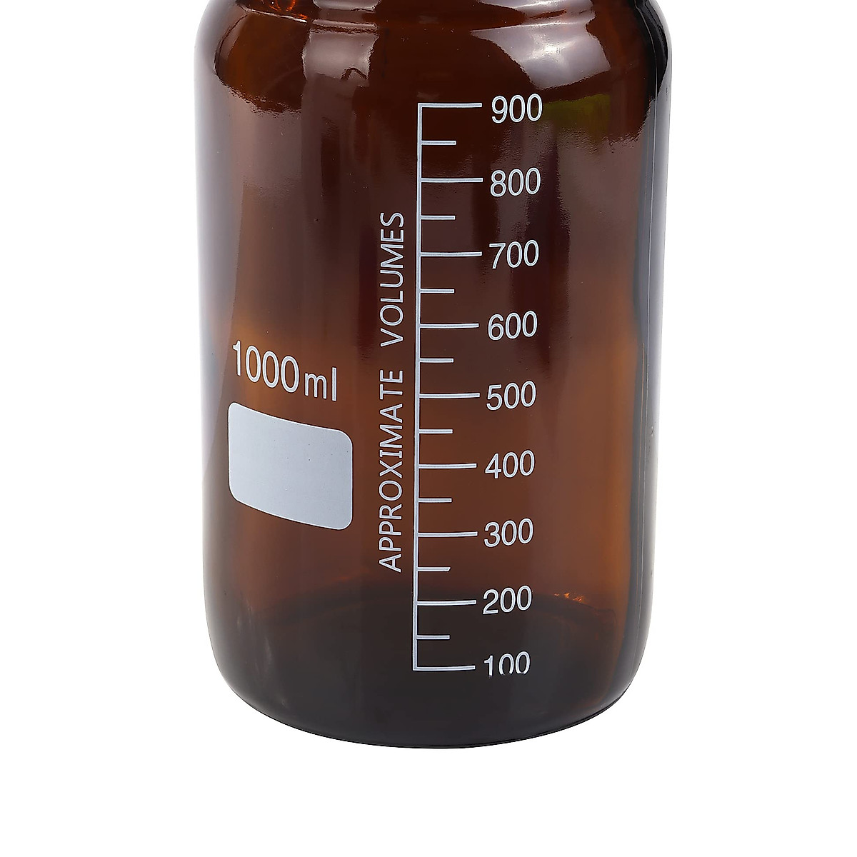 Moonetto 4 Pack 1000ml Amber Brown Glass Graduated Round Lab Bottles Autoclavable Reagent Media Storage Bottle With GL45 Blue Screw Cap