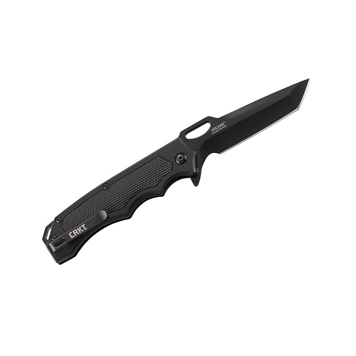 CRKT Septimo EDC Folding Pocket Knife: Everyday Carry, Black Serrated Edge Tanto, Veff Serrations Flipper and Thumb Slot Opening, Aluminum Handle with TPR Insert, Reversible Pocket Clip 7050