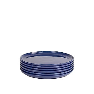 Double Line 8.25" Salad Plate, Set of 6, Cobalt Blue