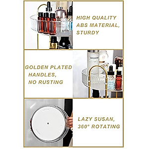 360° Rotating Makeup Organizer, Bathroom Makeup Carousel Spinning Holder Rack, Large Capacity Cosmetics Storage Box Vanity Shelf Countertop, Fits Cosmetic, Perfume (Transparent 3 Layers)