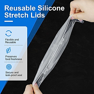 Aokinle Reusable Premium Silicone Stretch Lids for Food Storage,14 Packs With 7 Different Sizes, 100% Food Grade Silicone Microwave Cover,Silicone Covers For Bowls, Cans, and Round Container