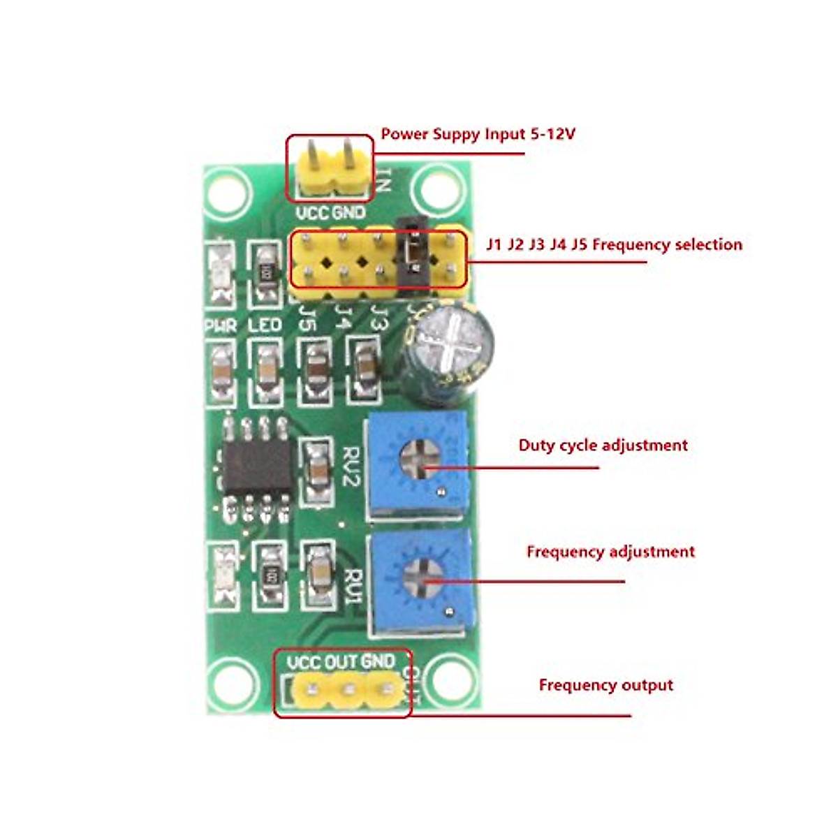 NOYITO NE555 Signal Generator Module Square Wave Square Wave 5 to12V Power Supply Frequency 0.6 to180KHz Duty Cycle Adjustable (Pack of 2)