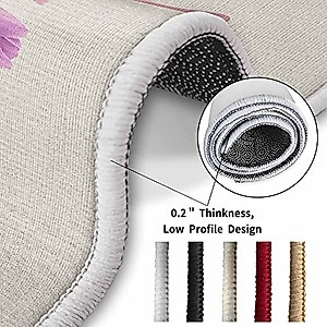 ZOE GARDEN 2 Pcs Kitchen Rug Set, Retro Spring Flower Non-Slip Kitchen Mats and Rugs Comfort Floor Door Mat Doormat, Tulip Floral Red Purple Yellow Throw Bath Runner Rug Mat