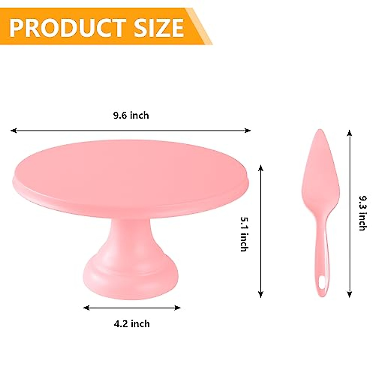 Round Cake Stand 9.84 Inch with Spatula, Salmon Colored Cupcake Stand Bamboo Fiber, Dessert Display Plates for Snacks, Cookies, Candy Dish for Birthday Parties, Weddings, Baby Shower