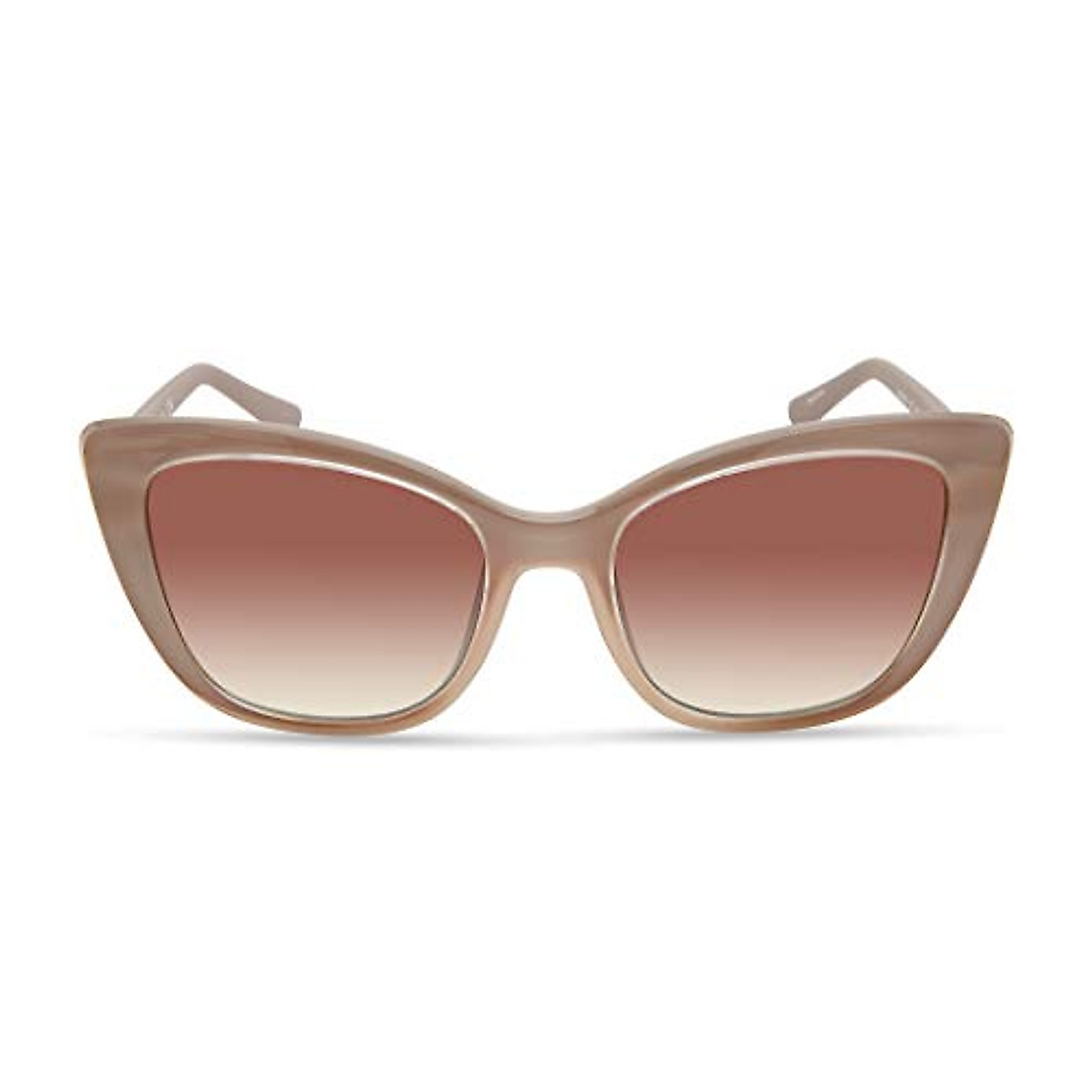 GUESS Women's Retro Inspired Cat Eye Sunglasses, Shiny Beige, 55mm