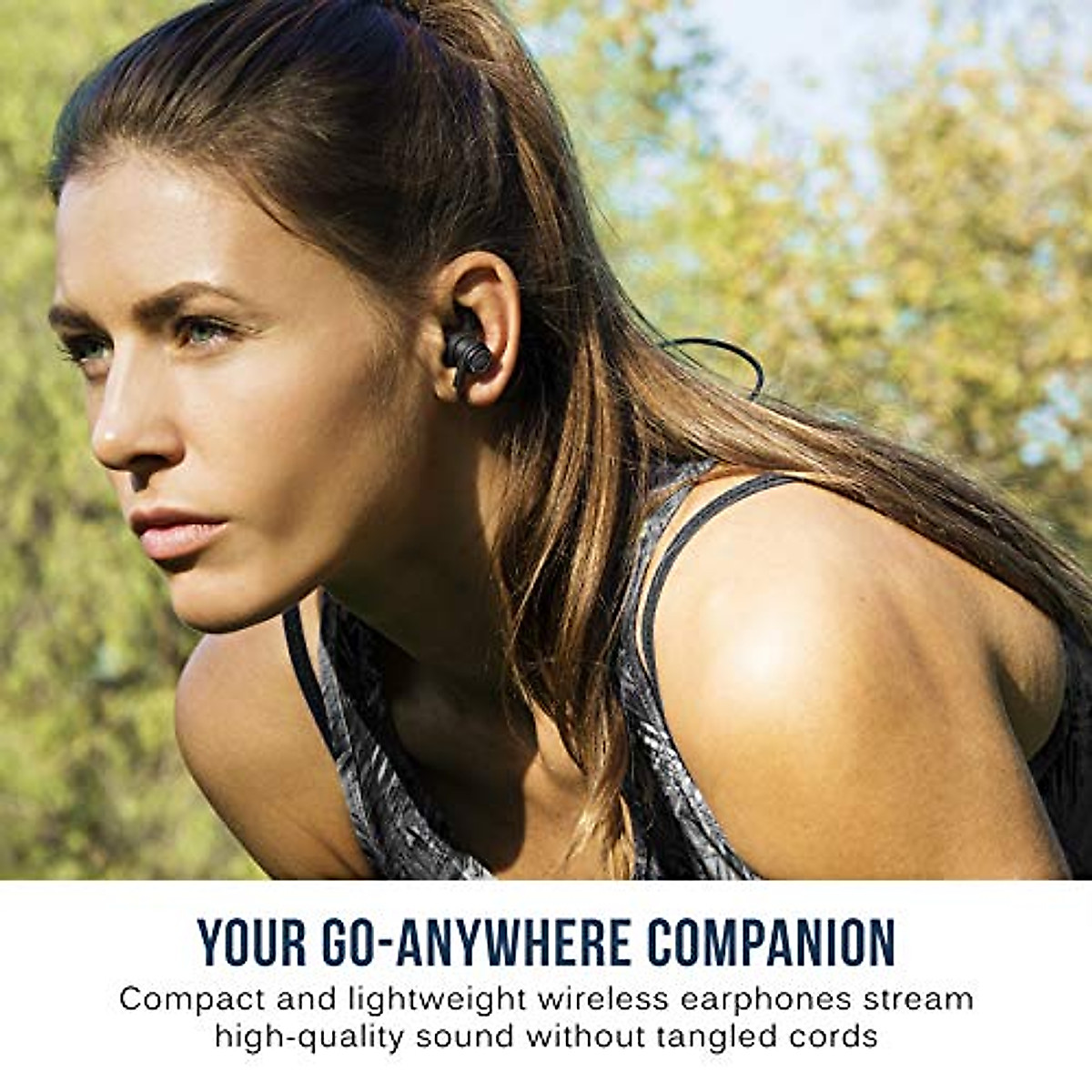 MEE audio M9B Bluetooth 5.0 Wireless in-Ear Headphones with Built-in Headset Microphone - 9 Hours Long Battery Life, IPX5 Waterproof Noise Isolation Earbuds - for Workout Gym Sports Black