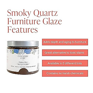 Furniture Glaze - Antique Patina Special Effects Glaze for Chalk Style Furniture Paint, Eco-Friendly Wood Stain, 6 Color Choices - Smoky Quartz [Chocolate Brown] - (4 oz)