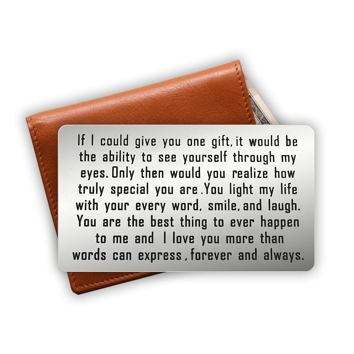 AKTAP Engraved Wallet Insert Boyfriend Birthday Gift Graduation Card Encouragement Gift Deployment Gift Fathers Day Gift For Him (metal wallet card)