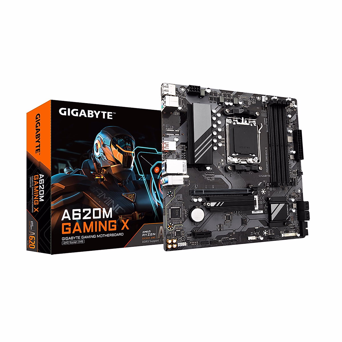 GIGABYTE A620M GAMING X (AM5/ LGA 1718/ AMD/ A620/ Micro ATX/ 5-Year Warranty/ DDR5/ PCIe 4.0 M.2/ PCIe 4.0/ USB 3.2 Gen1x2 Type-C/Realtek 1GbE LAN/Q-Flash Plus/PCIe EZ-Latch/Motherboard)