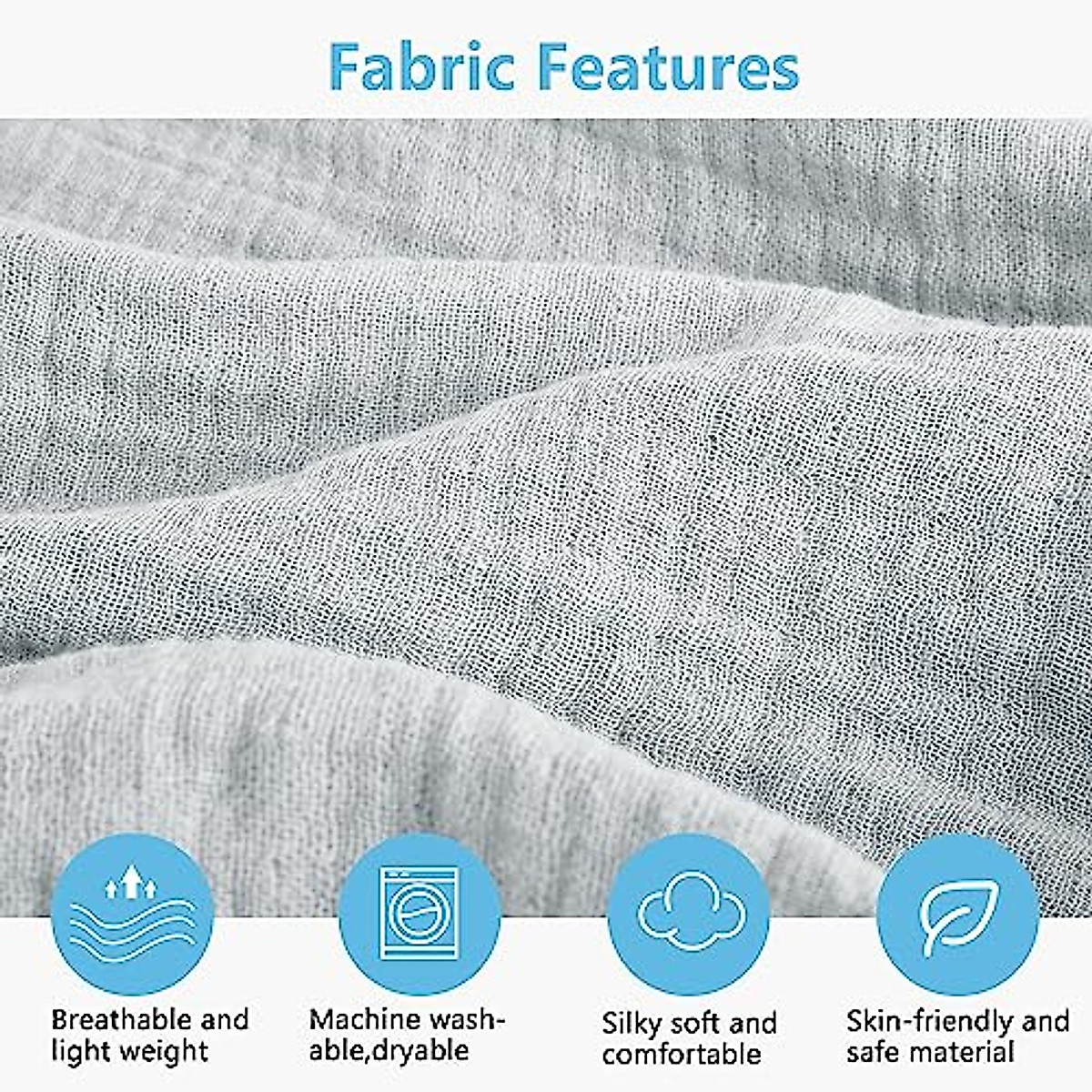 TILLYOU Muslin Fitted Crib Sheets Cotton Baby Crib Sheets for Standard Crib Mattress (28 X 52 Inches), Soft and Breathable,1 Pack, Light Grey